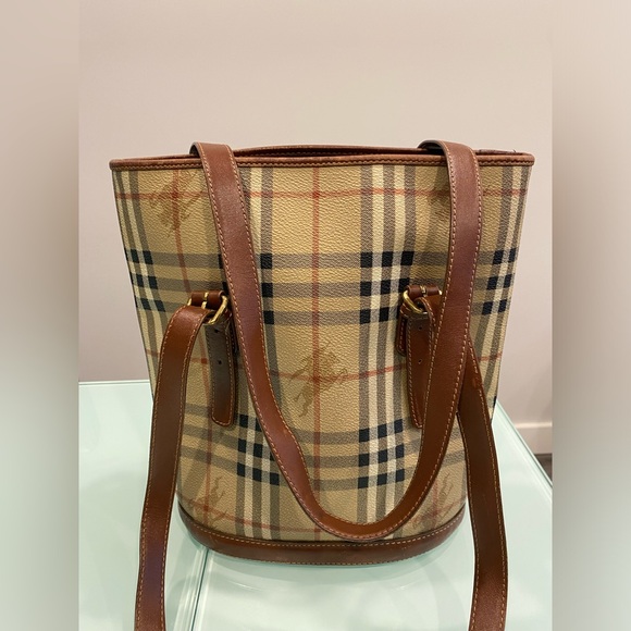 Burberry | Bags | Burberry Beige Haymarket Round Tote Bag | Poshmark